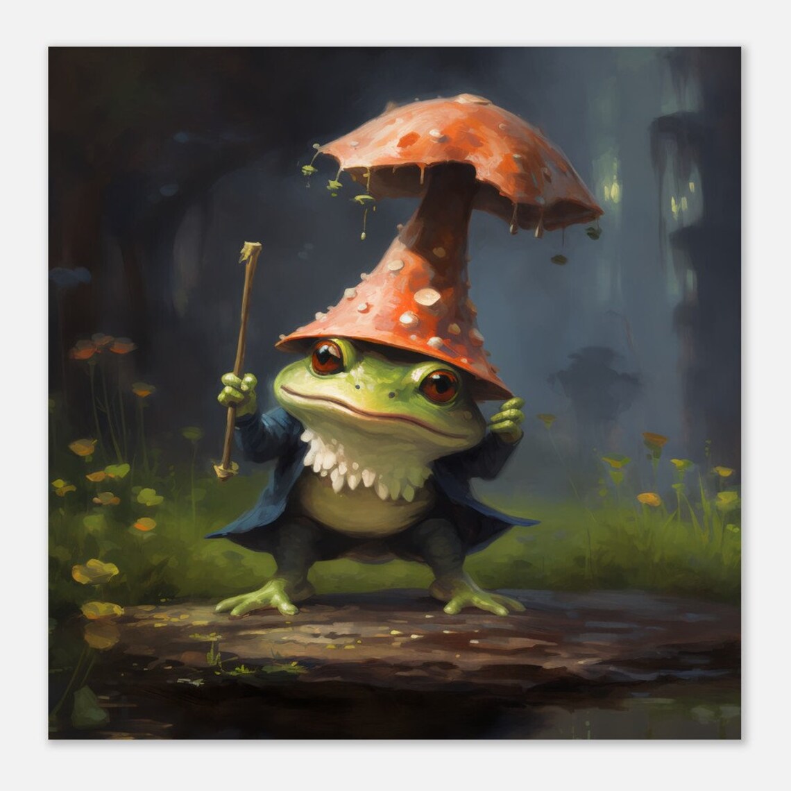 Fairycore Forest Animal Art Print. Cottagecore Wall Art. Mushroom Frog ...