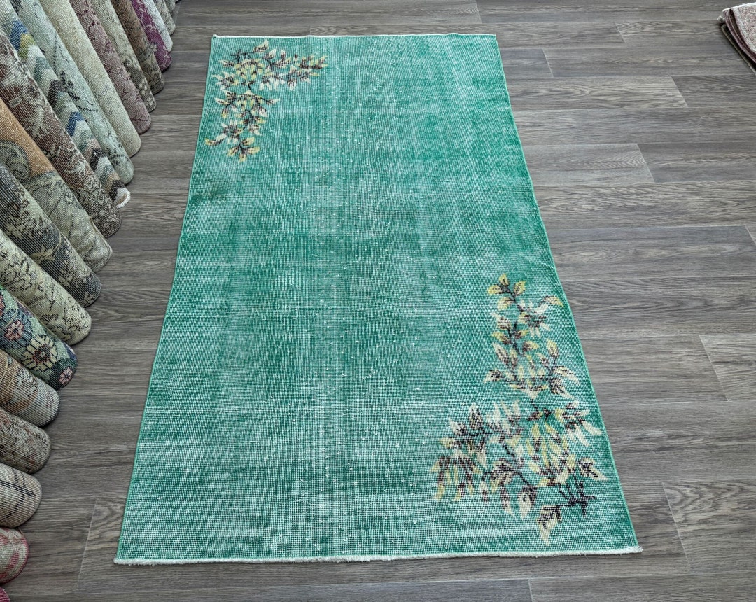 4x7 Blue Turkish Rug, Handmade Vintage Area Rug, 4x7 Oushak Rug ...