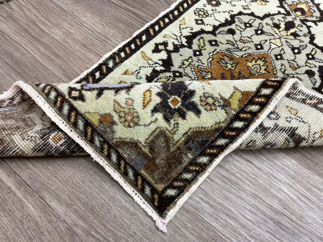 2x3 Unique Turkish Door Mat Rug, 2x3 Beige Gray Brown Vintage Small Rug ...