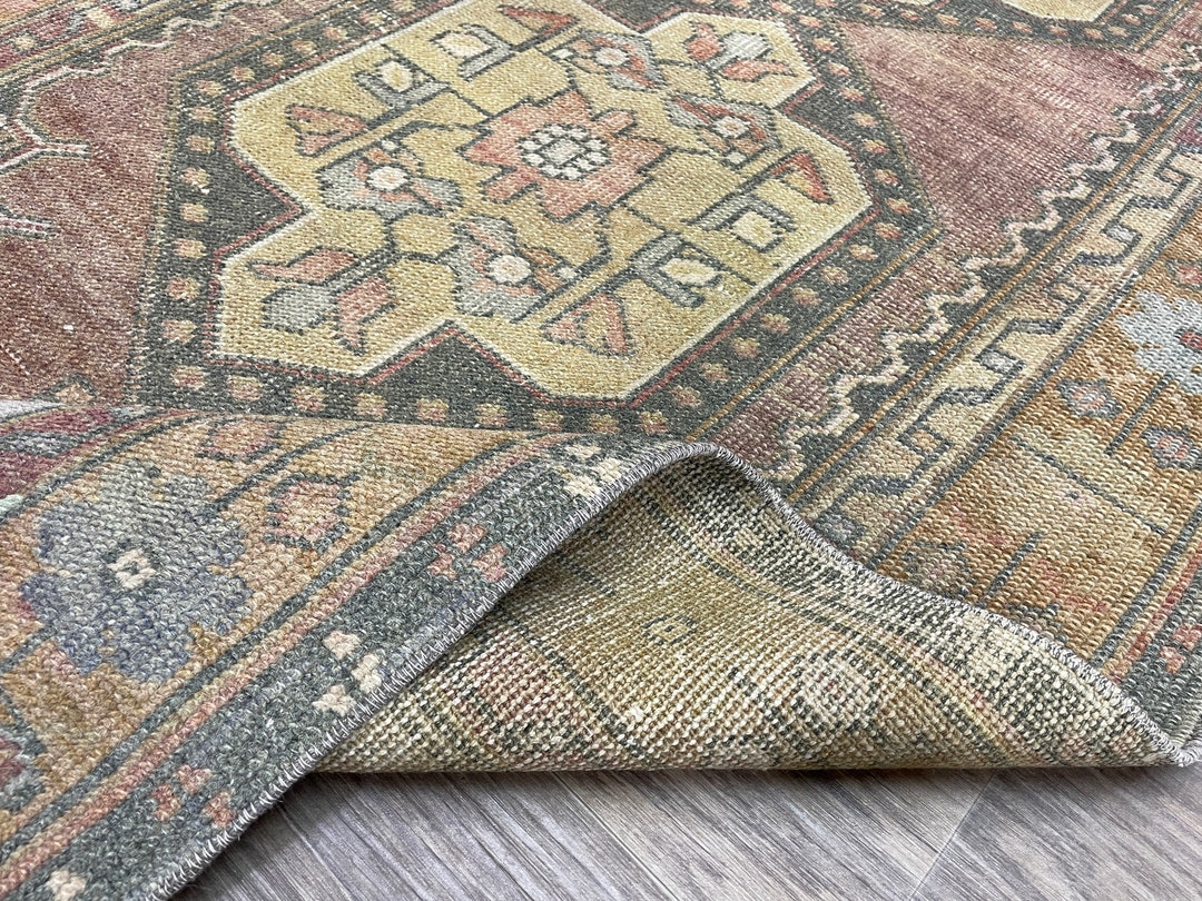 3x7 Pink Blue Orange Turkish Runner Rug, 3x7 Handmade Vintage Oushak ...