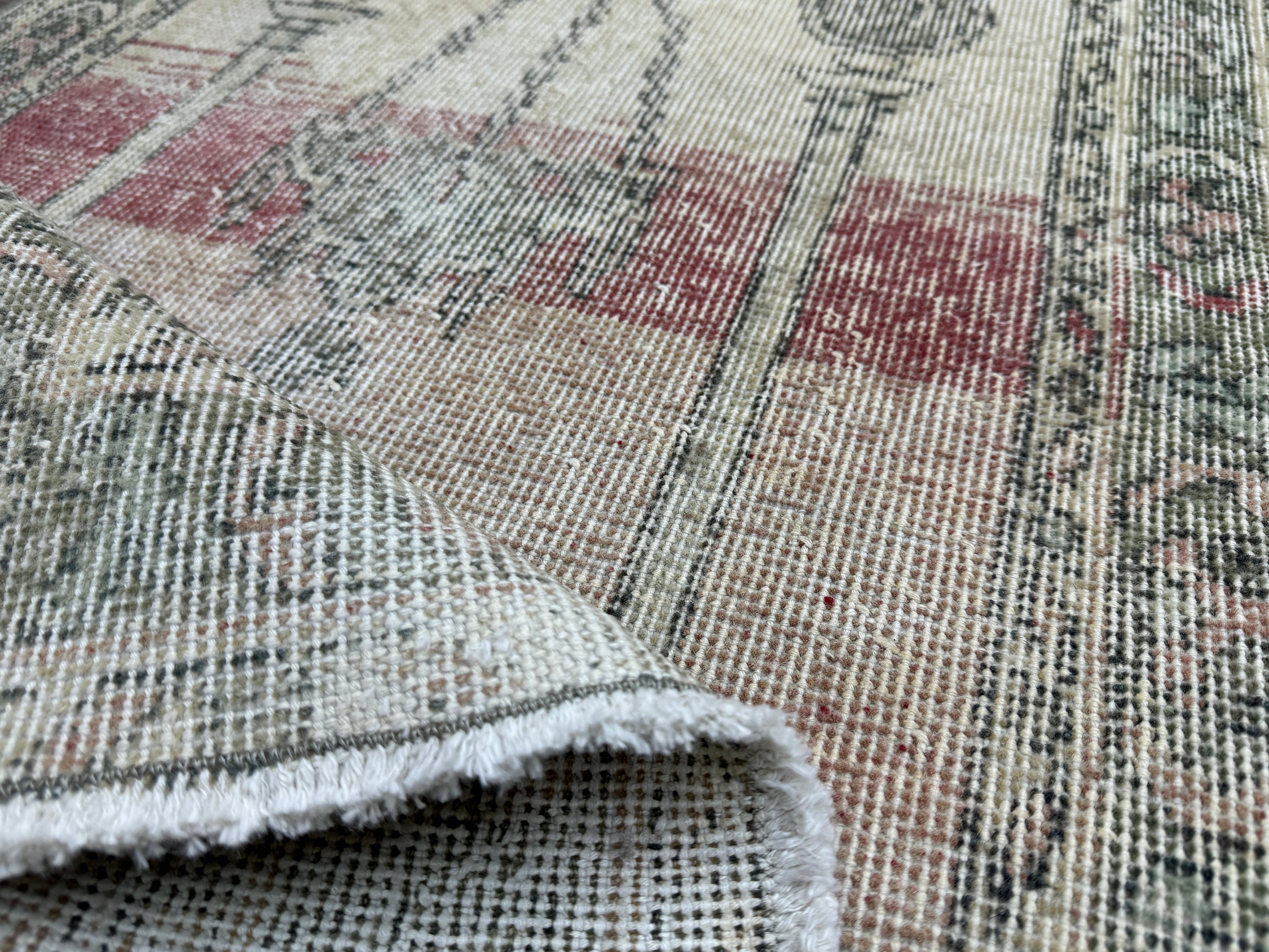 2x4 Pink Green Faded Yellow Turkish Rug, Handmade Vintage Wool Rug, 2x4 ...