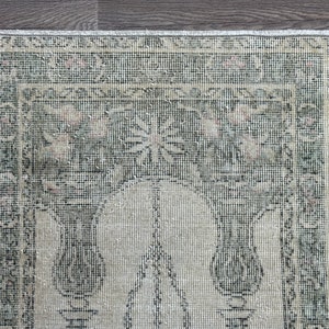 2x4 Pink Green Faded Yellow Turkish Rug, Handmade Vintage Wool Rug, 2x4 ...