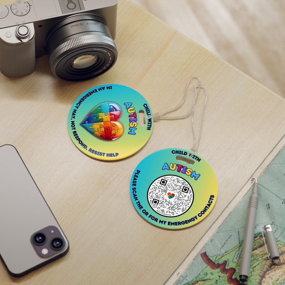 Custom Autism Alert Tag: QR Code Emergency ID, Backpack Safety Tag - Etsy