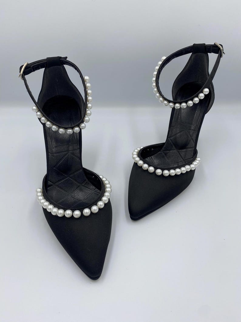 Luxury Satin Pearl-embellished High Heels-elegant & Chic Women's ...