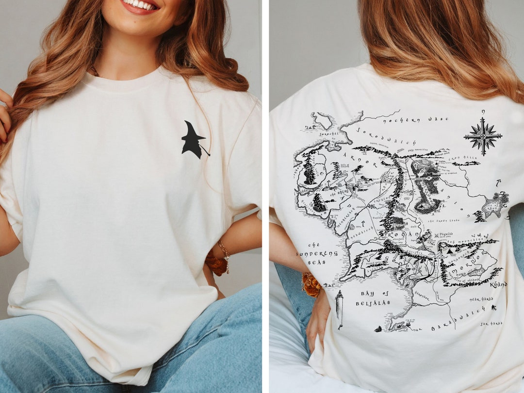 Gandalf Pipe Tshirt LOTR pocket Design With Middle Earth Map on Back ...