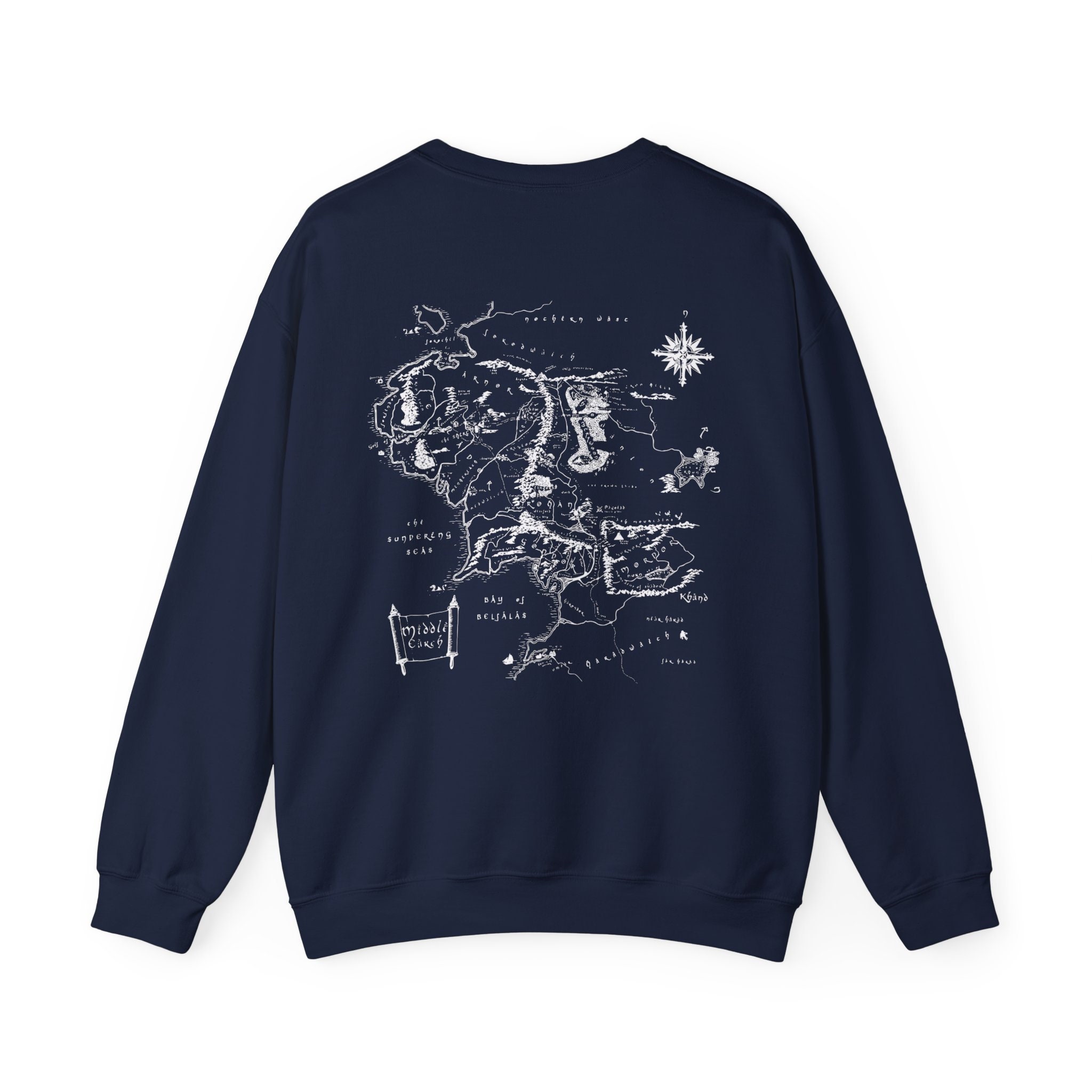 JRR Tolkien LOTR Middle Earth Map Sweatshirt pocket Design Lord of the ...