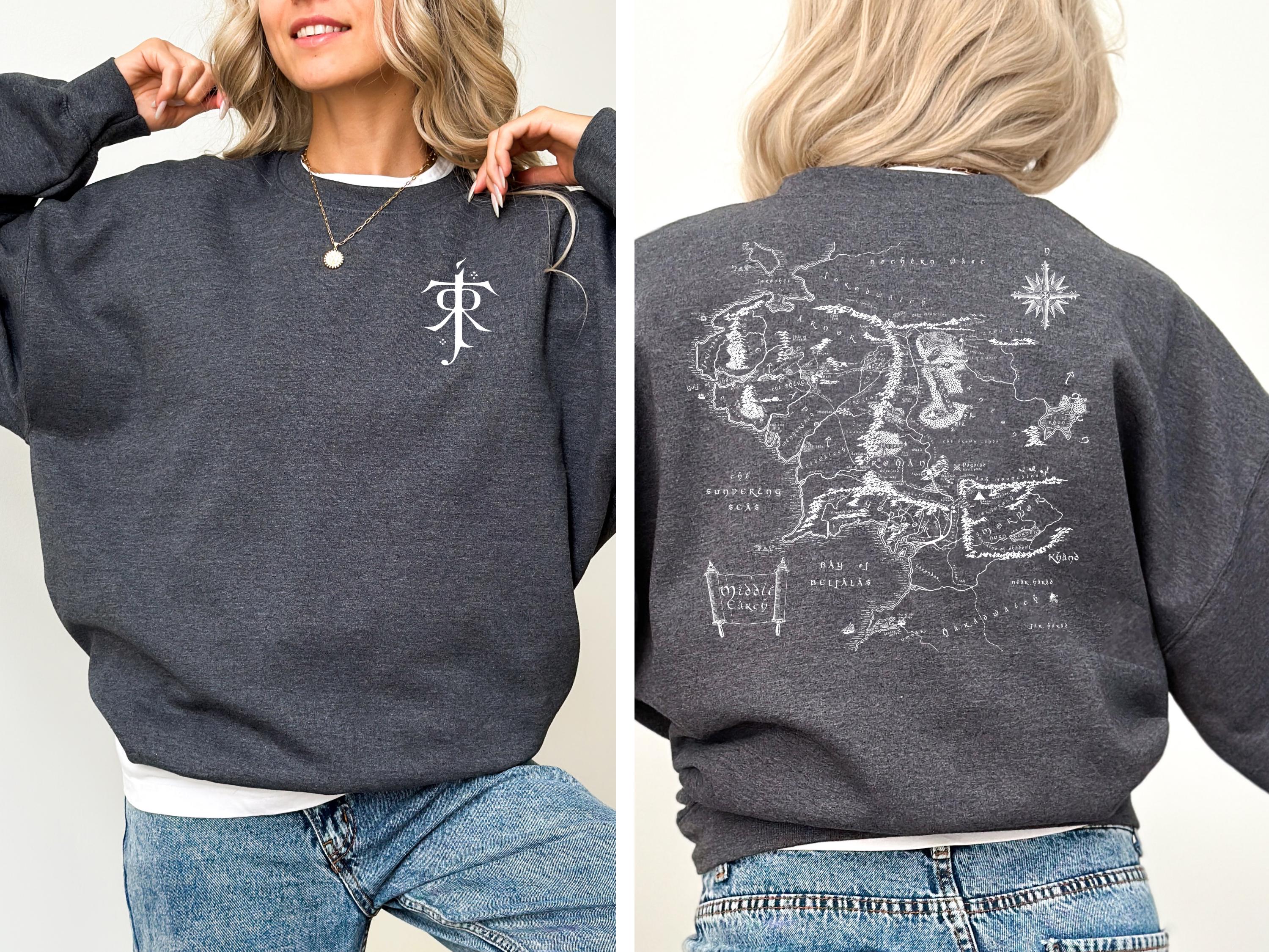 LOTR Middle Earth Map Sweatshirt, the Hobbit Merch Sweater - Etsy