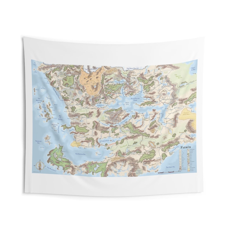 Faerun Map Tapestry, Dungeons and Dragons Decor, Gamer Gift - Etsy