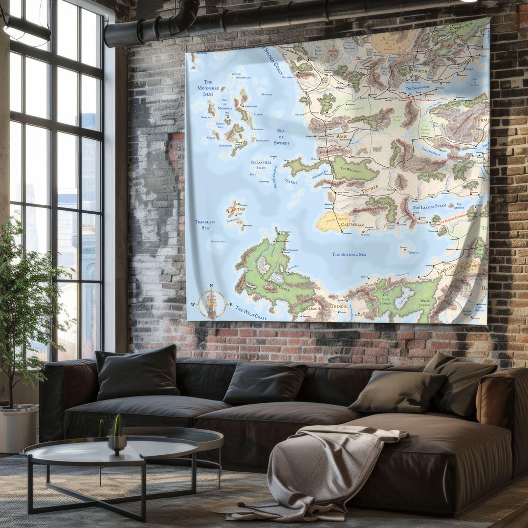 Faerun Map Tapestry, Dungeons and Dragons Decor, Gamer Gift - Etsy