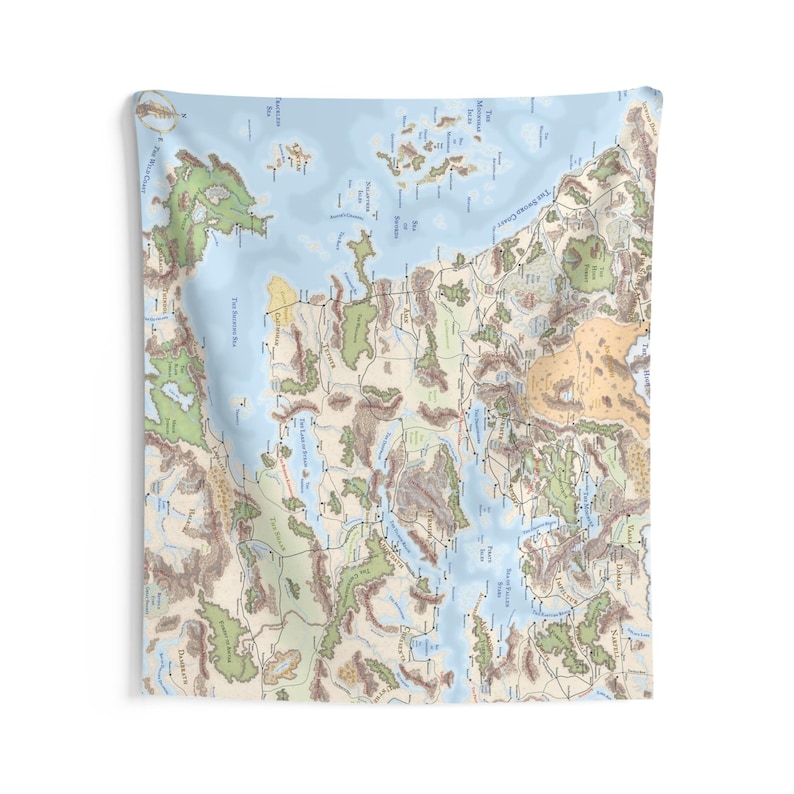 Faerun Map Tapestry, Dungeons and Dragons Decor, Gamer Gift - Etsy