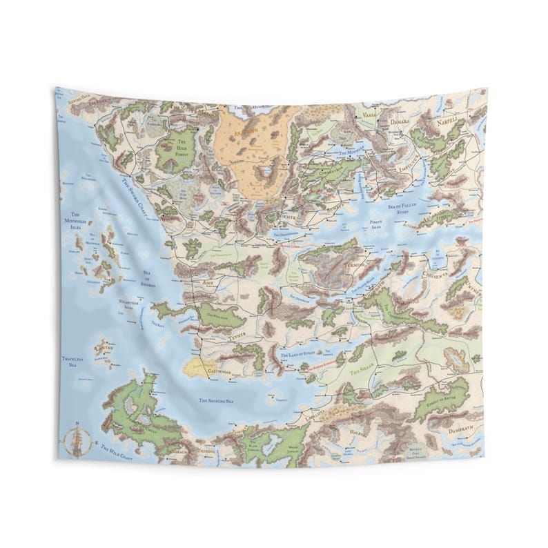 Faerun Map Tapestry, Dungeons and Dragons Decor, Gamer Gift - Etsy