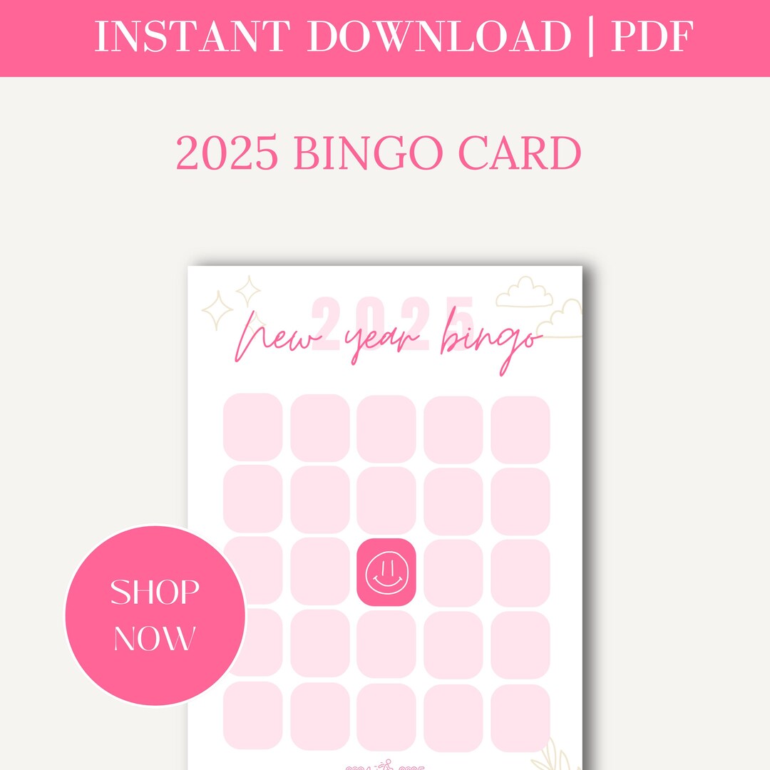 2025 Bingo Card, Vision Board Bingo, Printable New Year Bingo, New Year ...
