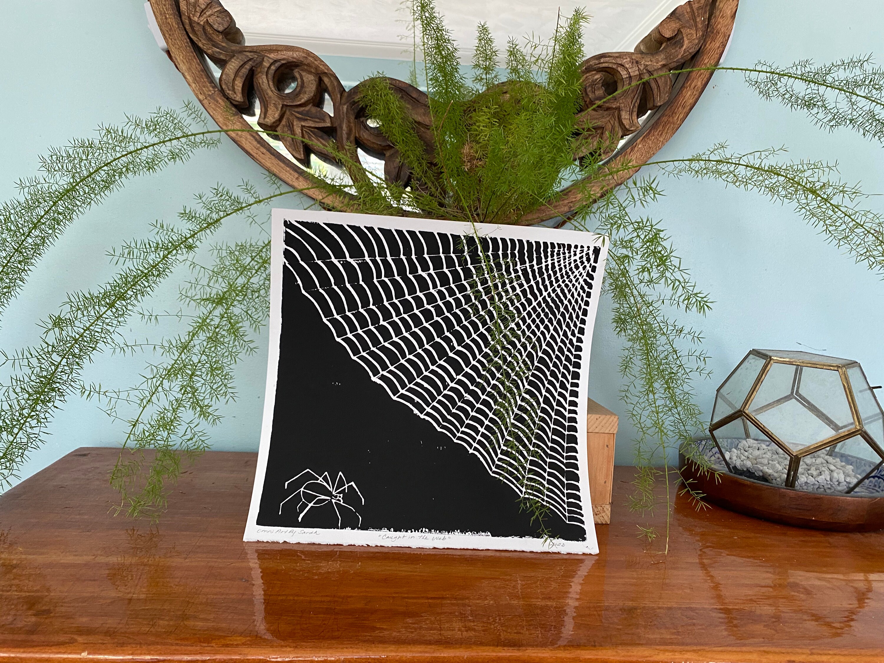 Spider Linocut Print, Spider Wall Art, Spider Print, Lino Print ...