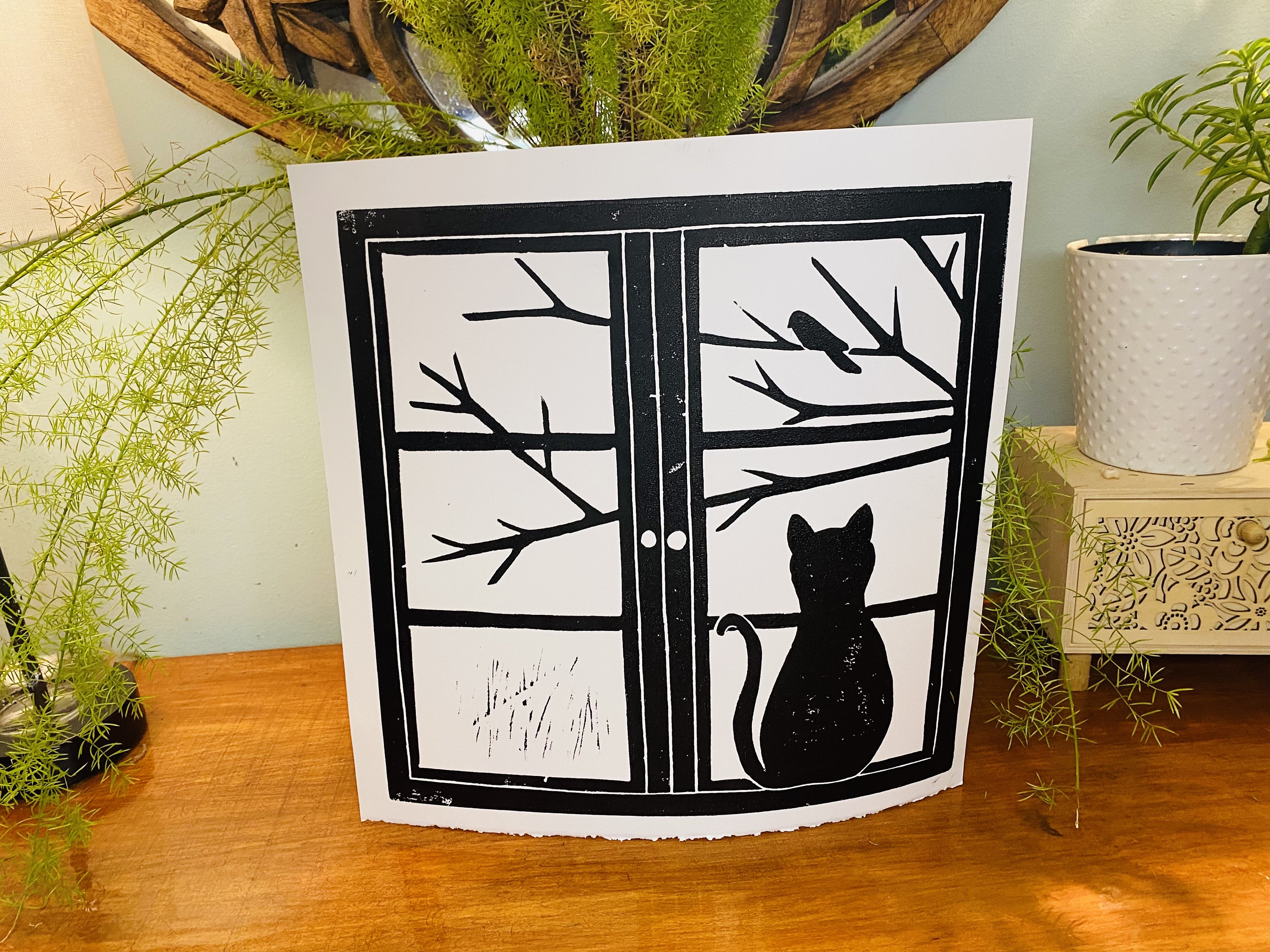 Linocut Print, Cat Art, Cat Linocut Print, Lino Print, Gift Idea ...