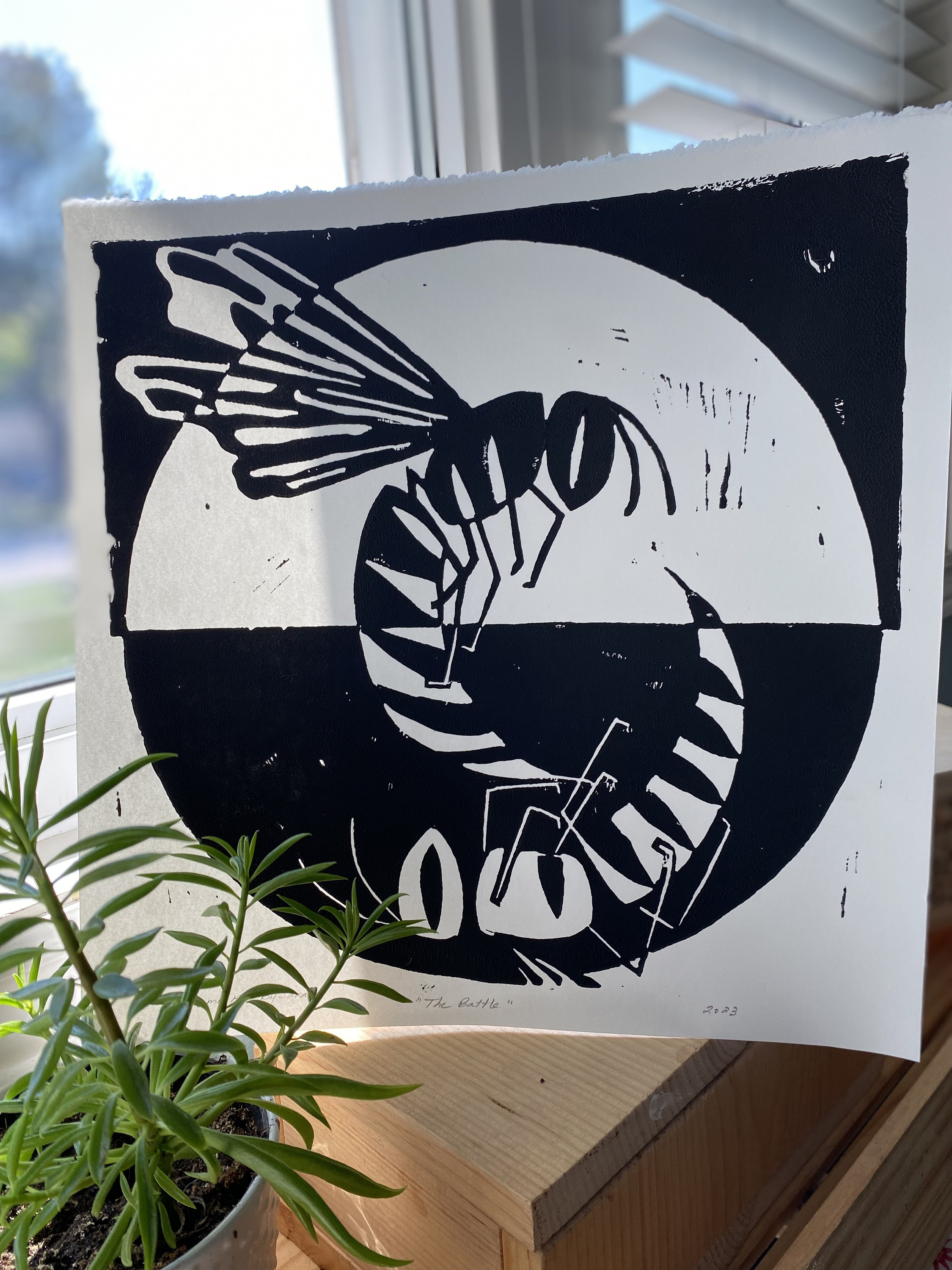 Wasp Art, Wasp Print, Linocut Print Wasp, Bug Art, Wasp Print, Gift ...