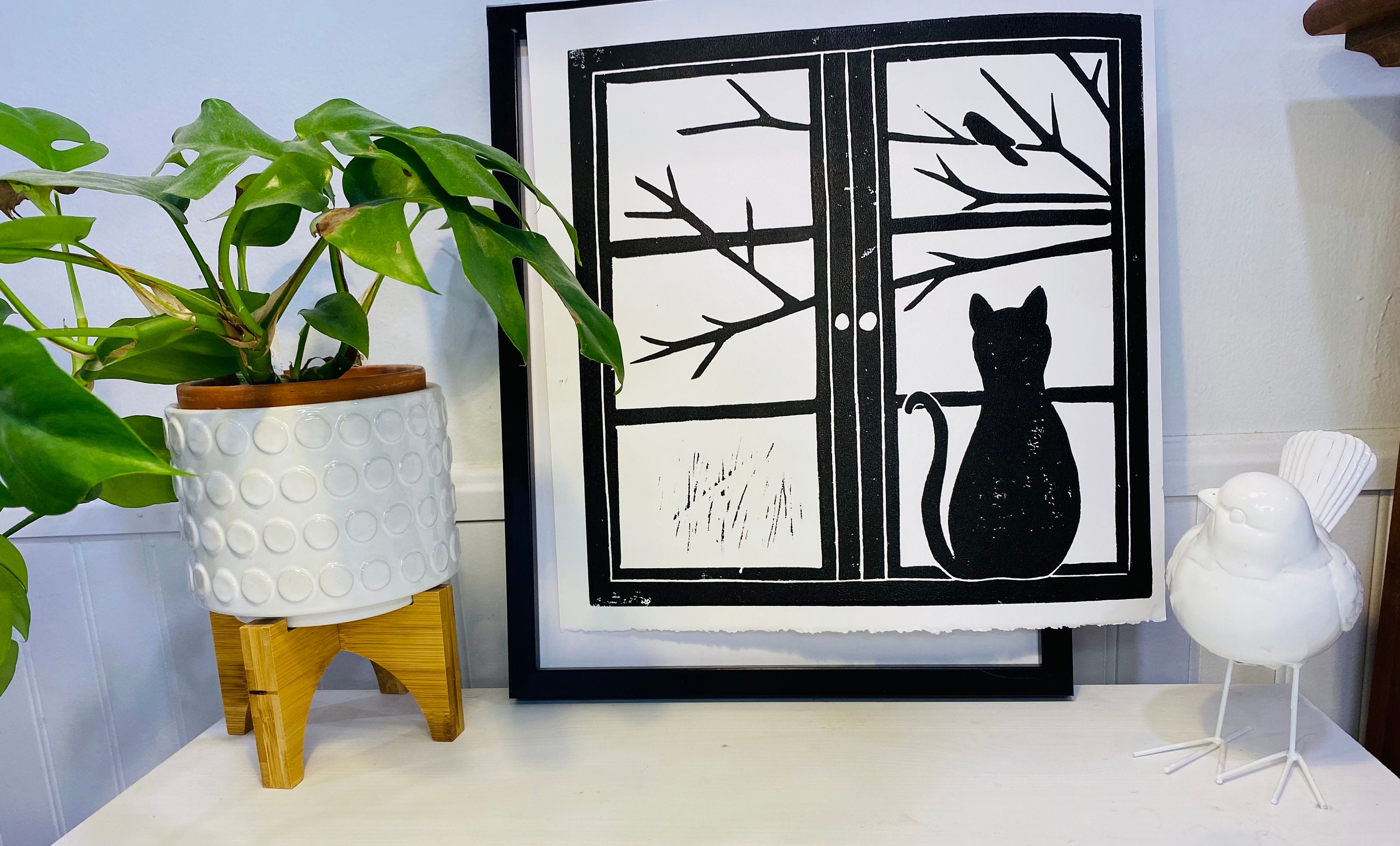 Linocut Print, Cat Art, Cat Linocut Print, Lino Print, Gift Idea ...