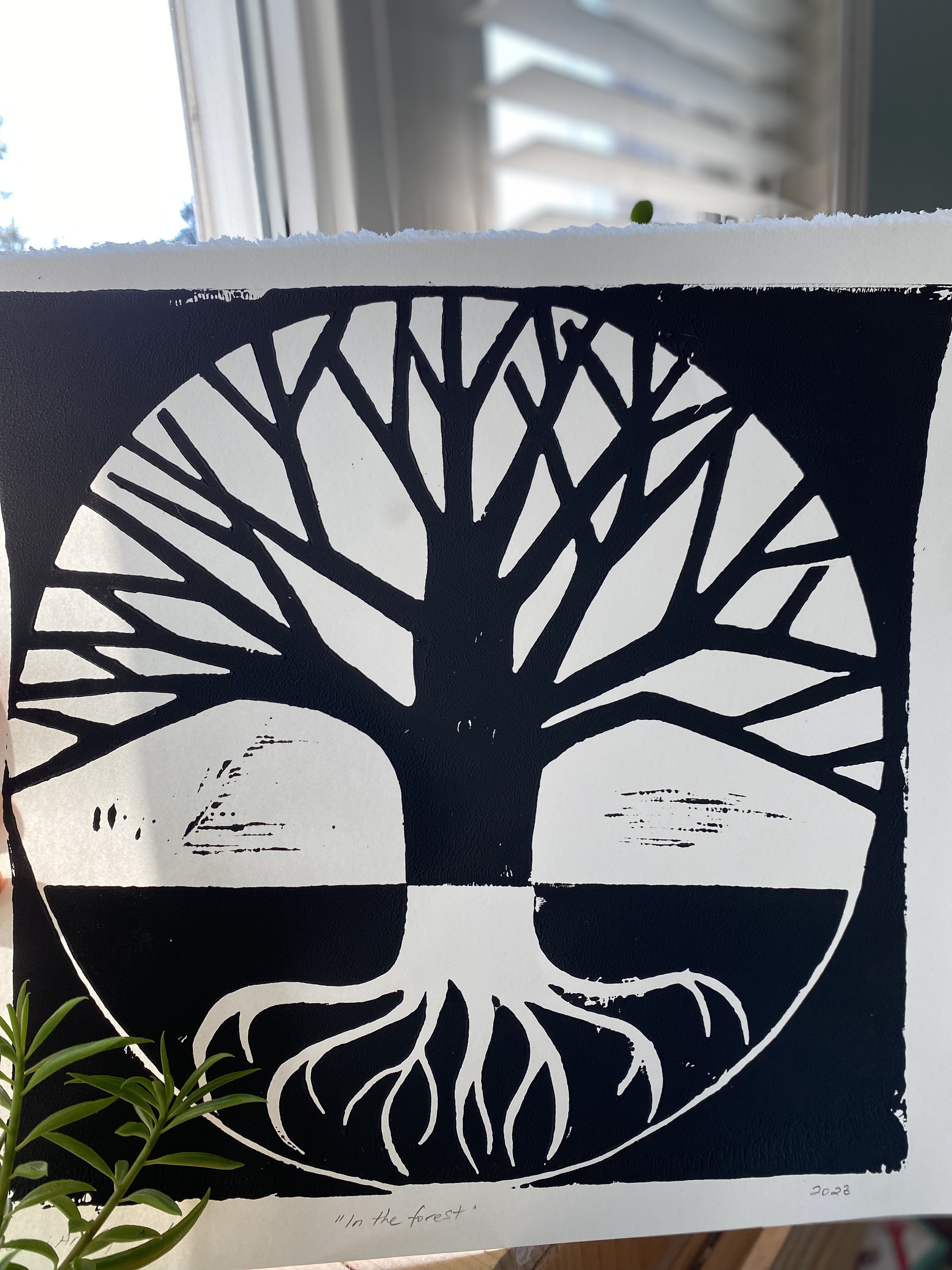 Tree Linocut Print, Tree Wall Art, Tree Linocut Print, Gift Idea ...