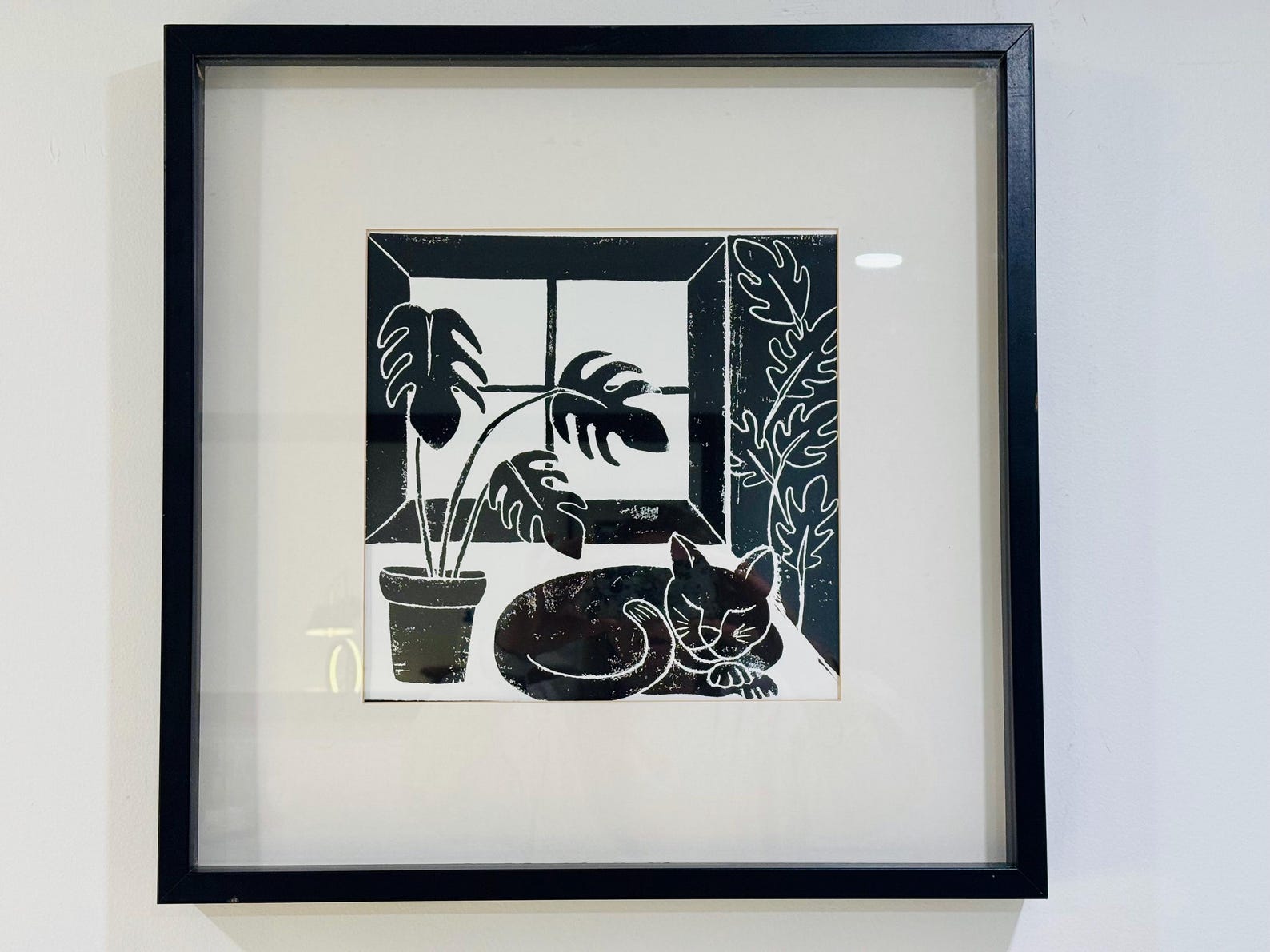 Handmade Linocut Cat Print, Cat Art, Cat Relief Print, Lino Print, Gift ...