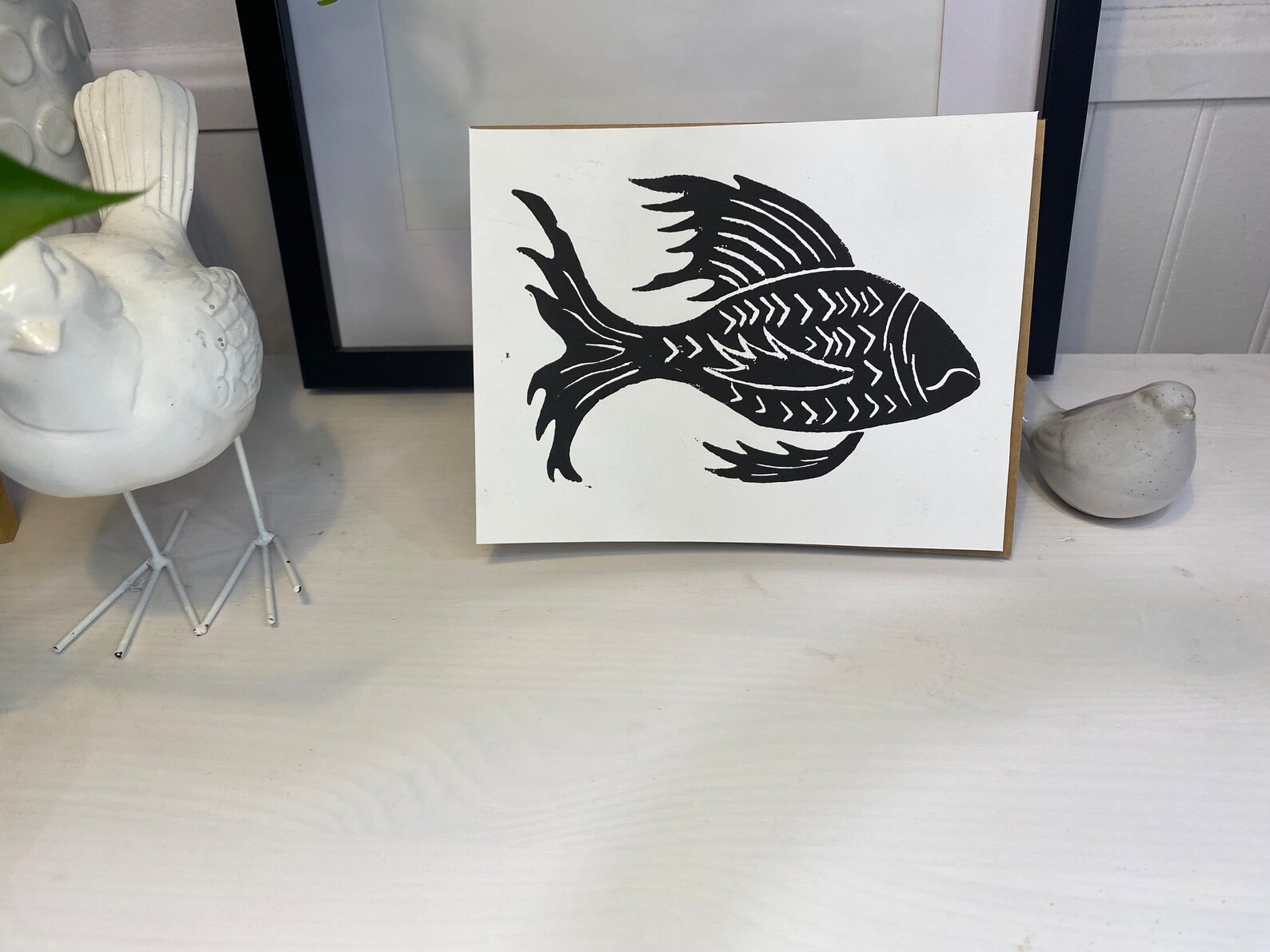 Handmade Fish Card, Linocut Print, Fish, Greeting Card, Original ...