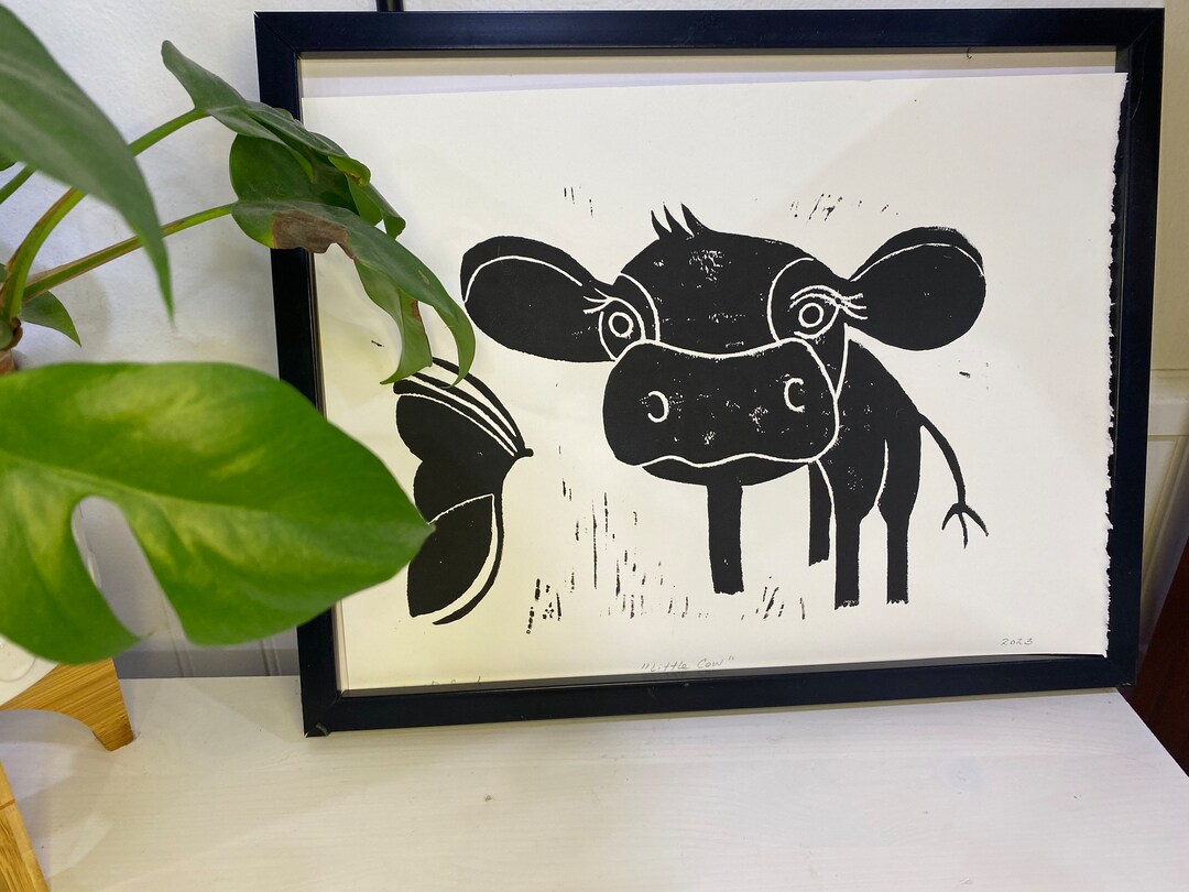 Cow Wall Art, Cow Art, Cow Linocut Print, Lino Print, Cow Print, Great ...