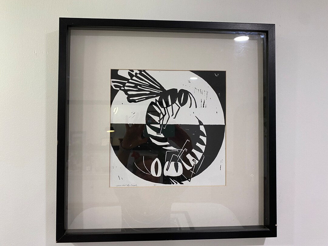 Wasp Art, Wasp Print, Linocut Print Wasp, Bug Art, Wasp Print, Gift ...