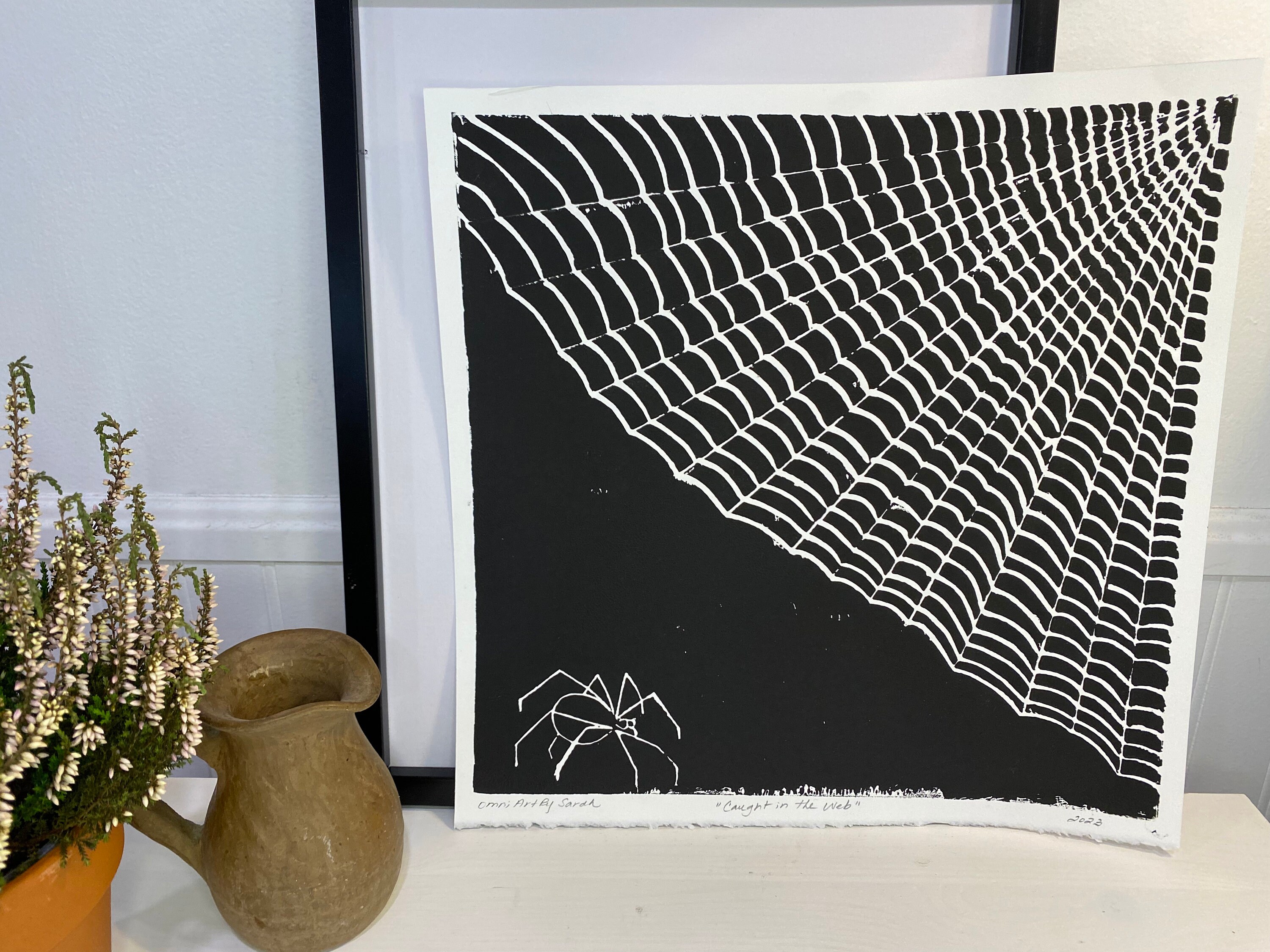 Spider Linocut Print, Spider Wall Art, Spider Print, Lino Print ...