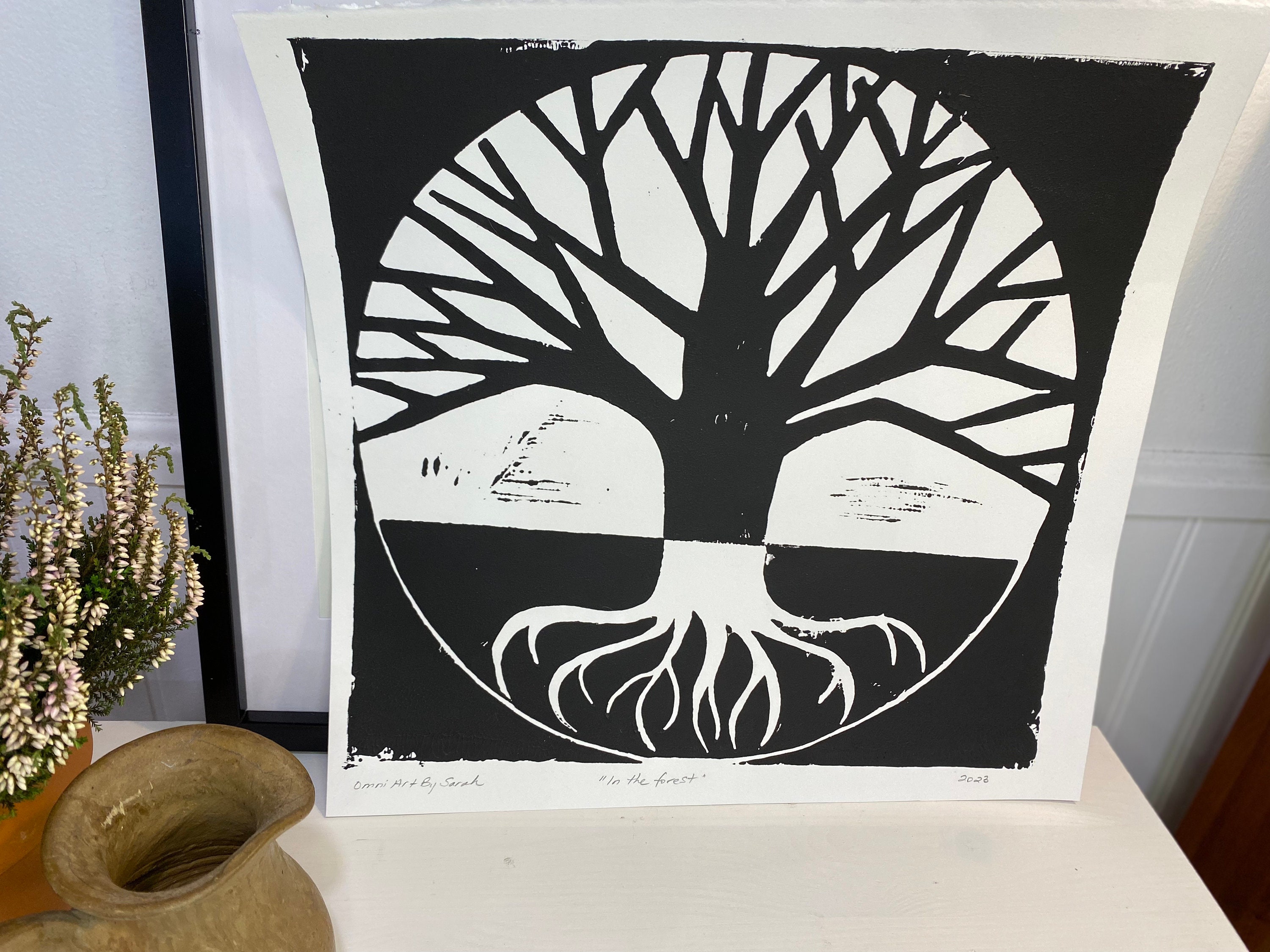 Tree Linocut Print, Tree Wall Art, Tree Linocut Print, Gift Idea ...