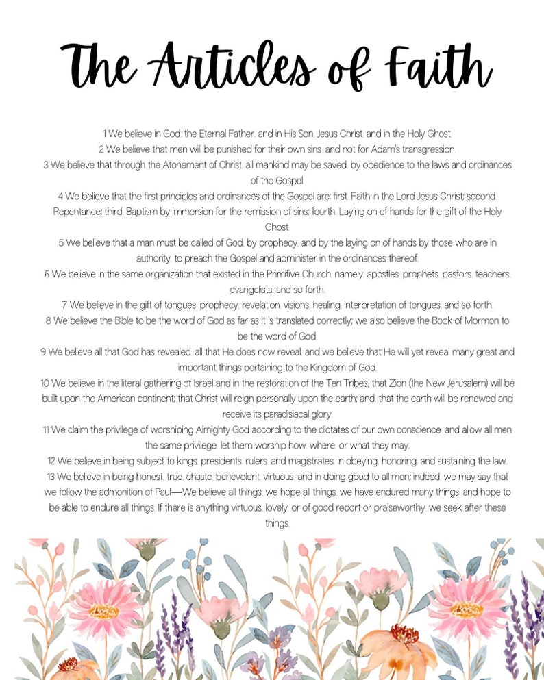 Articles of Faith LDS Primary 13 Articles of Faith Come Follow Me ...