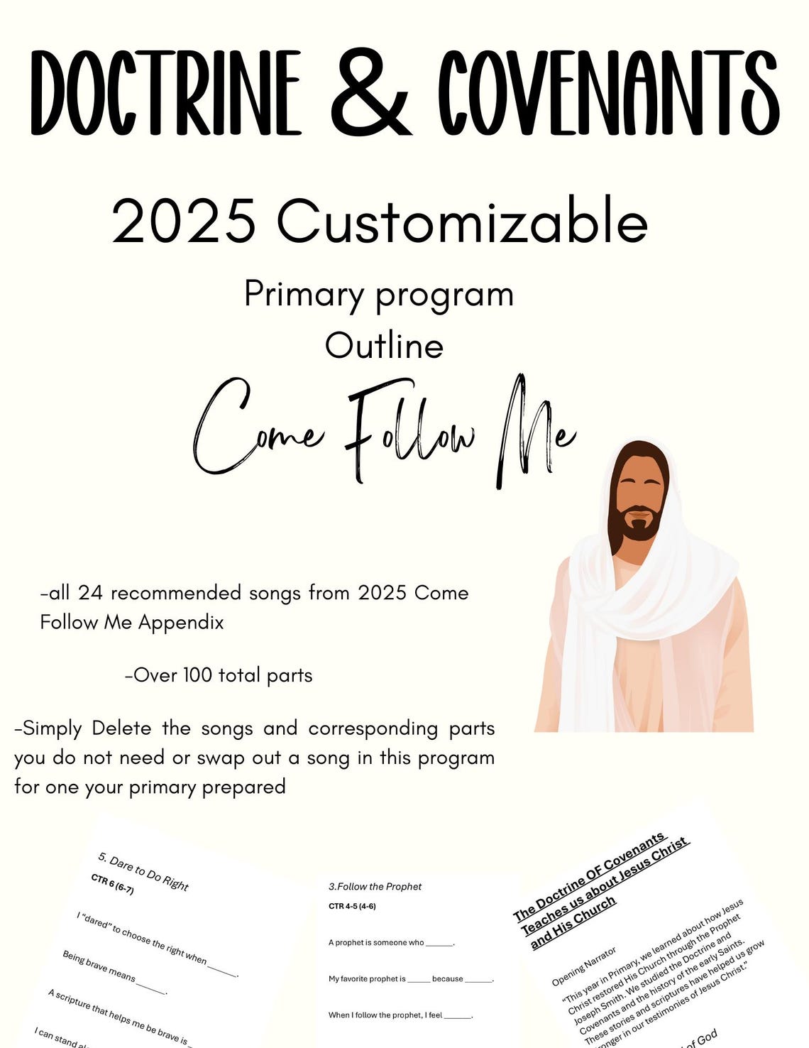 2025 CUSTOMIZABLE Primary Program Outline Come Follow Me Doctrine and Covenants Primary Program ...
