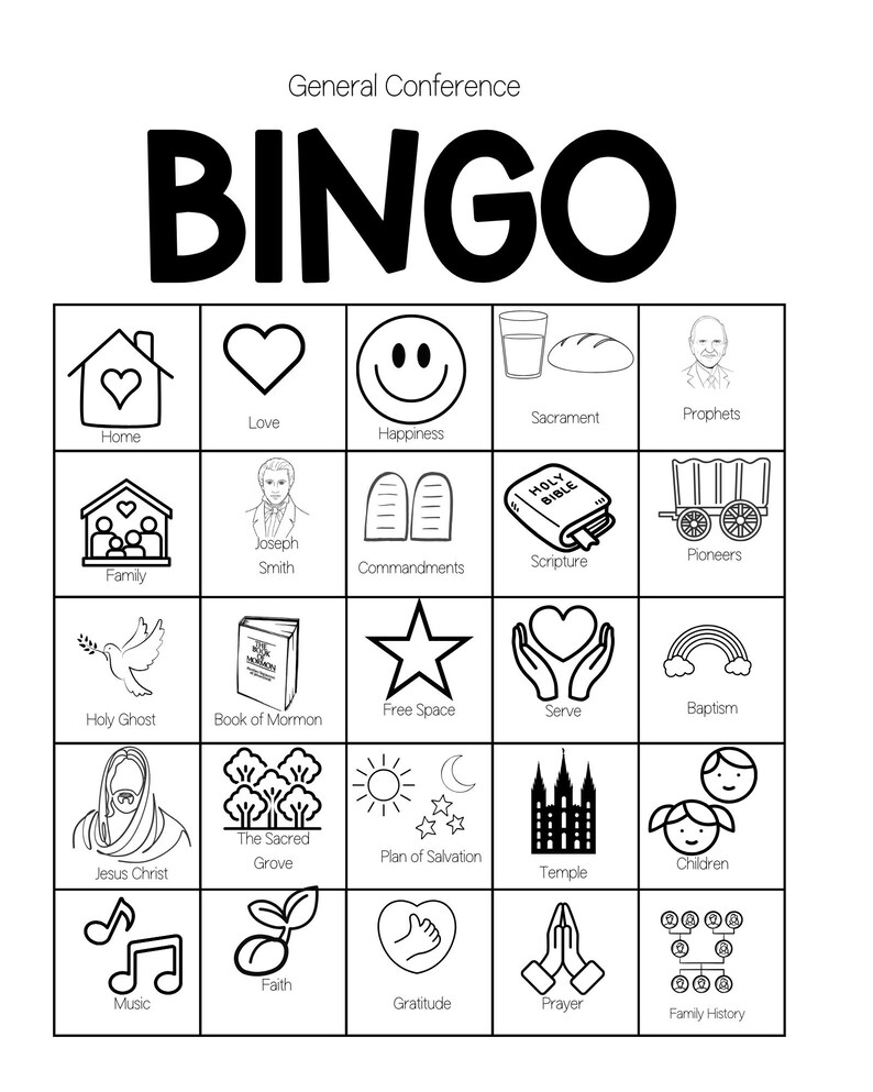 General Conference Bingo Activity LDS General Conference Primary ...