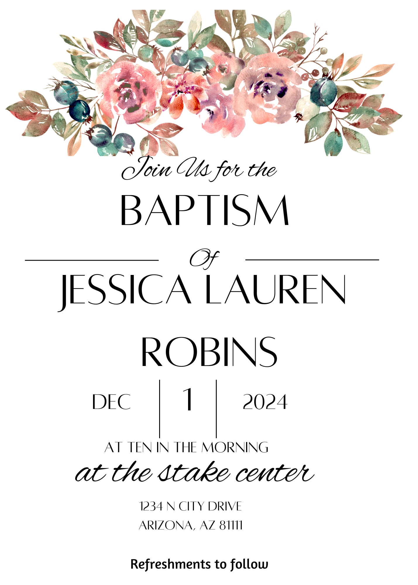 LDS Primary Baptism Invite Latter Day Saints Primary Baptism Invitation ...