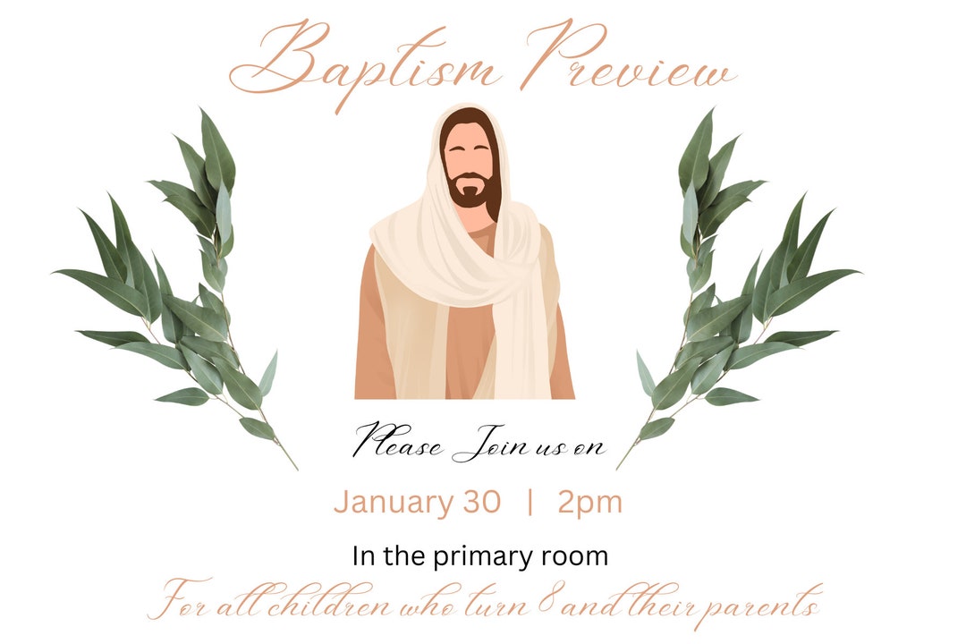 LDS Primary Baptism Preview Invite | Latter Day Saints Primary ...