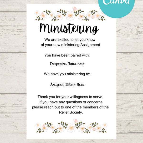 Ministering Assignment Cards - Etsy