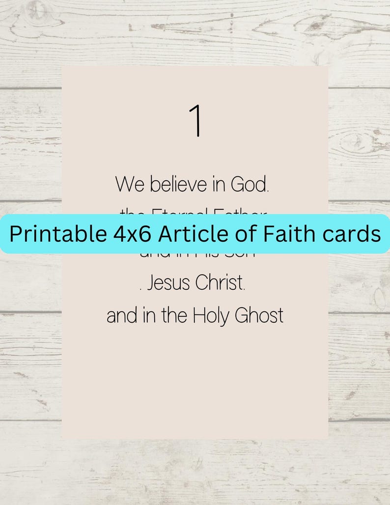 Articles of Faith Cards Primary Prints Lds Primary Latter-day Saints ...