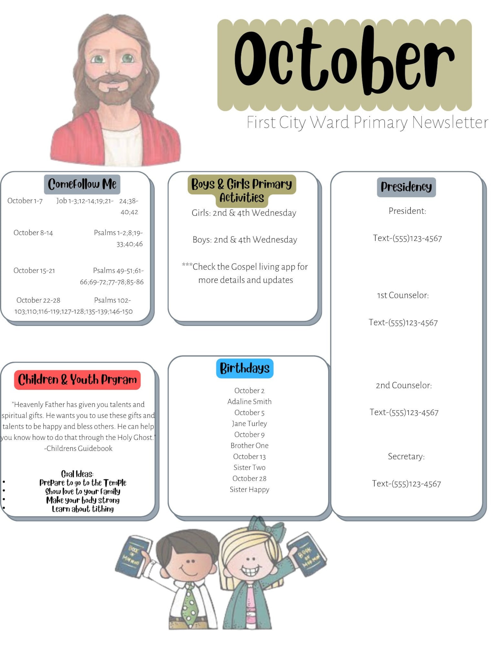 LDS Primary Newsletter | Editable Newsletter | Primary Newsletter | Lds ...