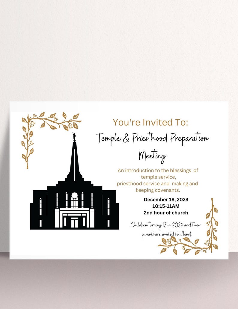 Priesthood and Temple Preview Invite | Primary Invite | Primary Prints ...