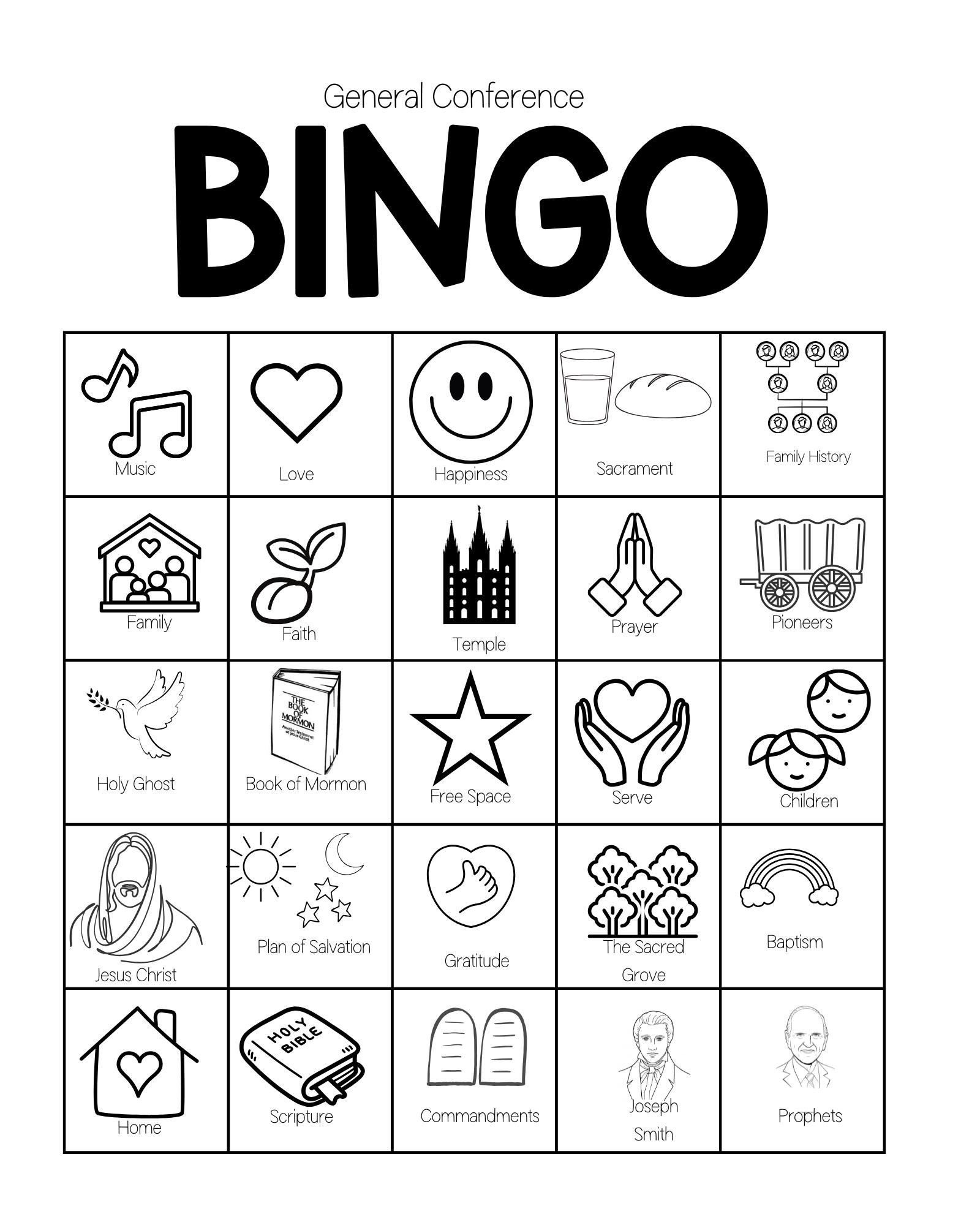 General Conference Bingo Activity LDS General Conference Primary ...