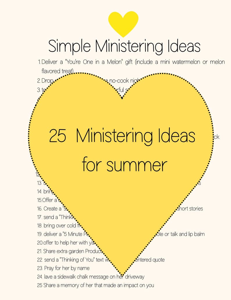 Simple Summer Ministering Ideas | Ministering List |LDS Ministering - Etsy