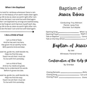 LDS Primary Baptism Program Latter Day Saints Primary Baptism Program ...