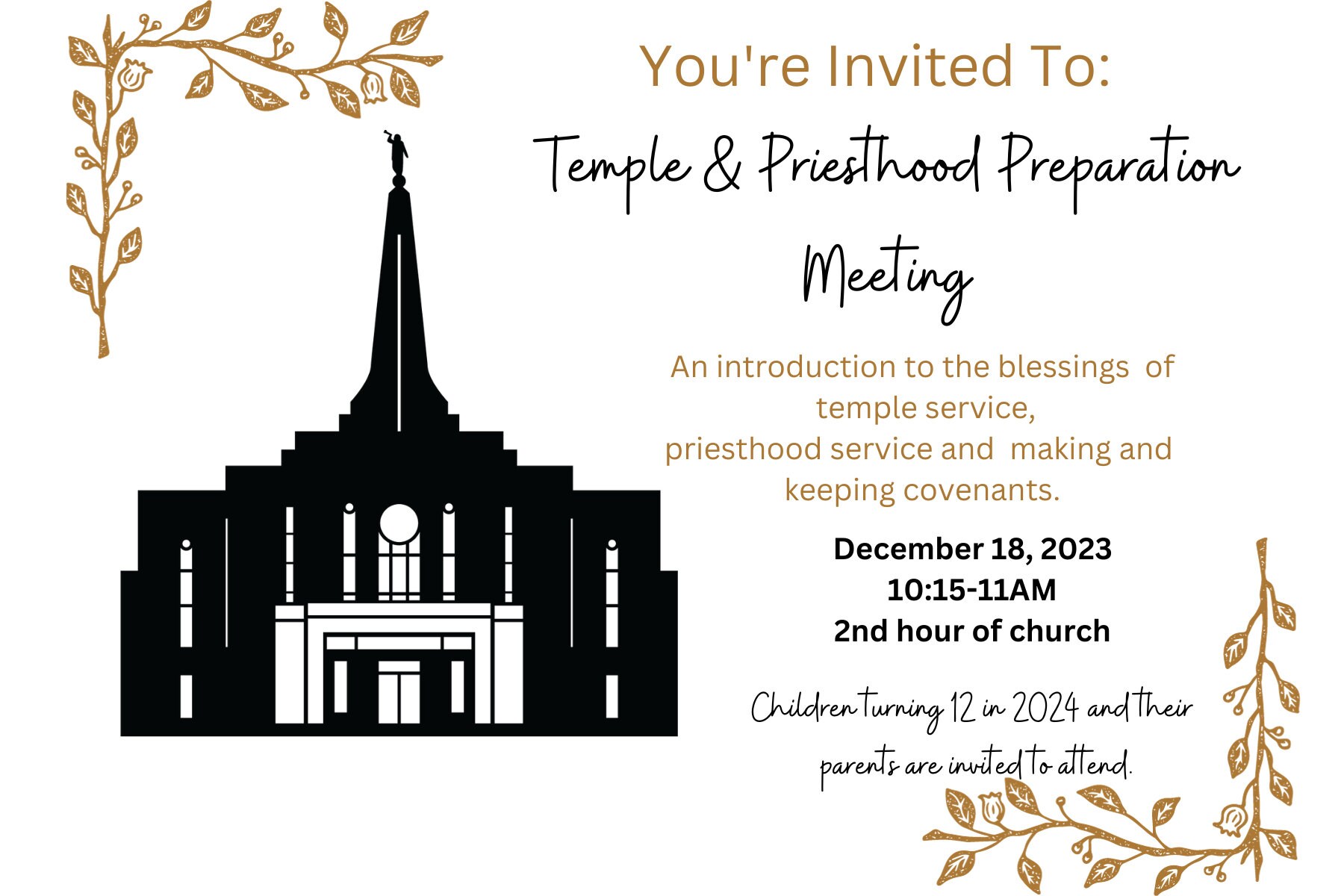 Priesthood and Temple Preview Invite | Primary Invite | Primary Prints ...