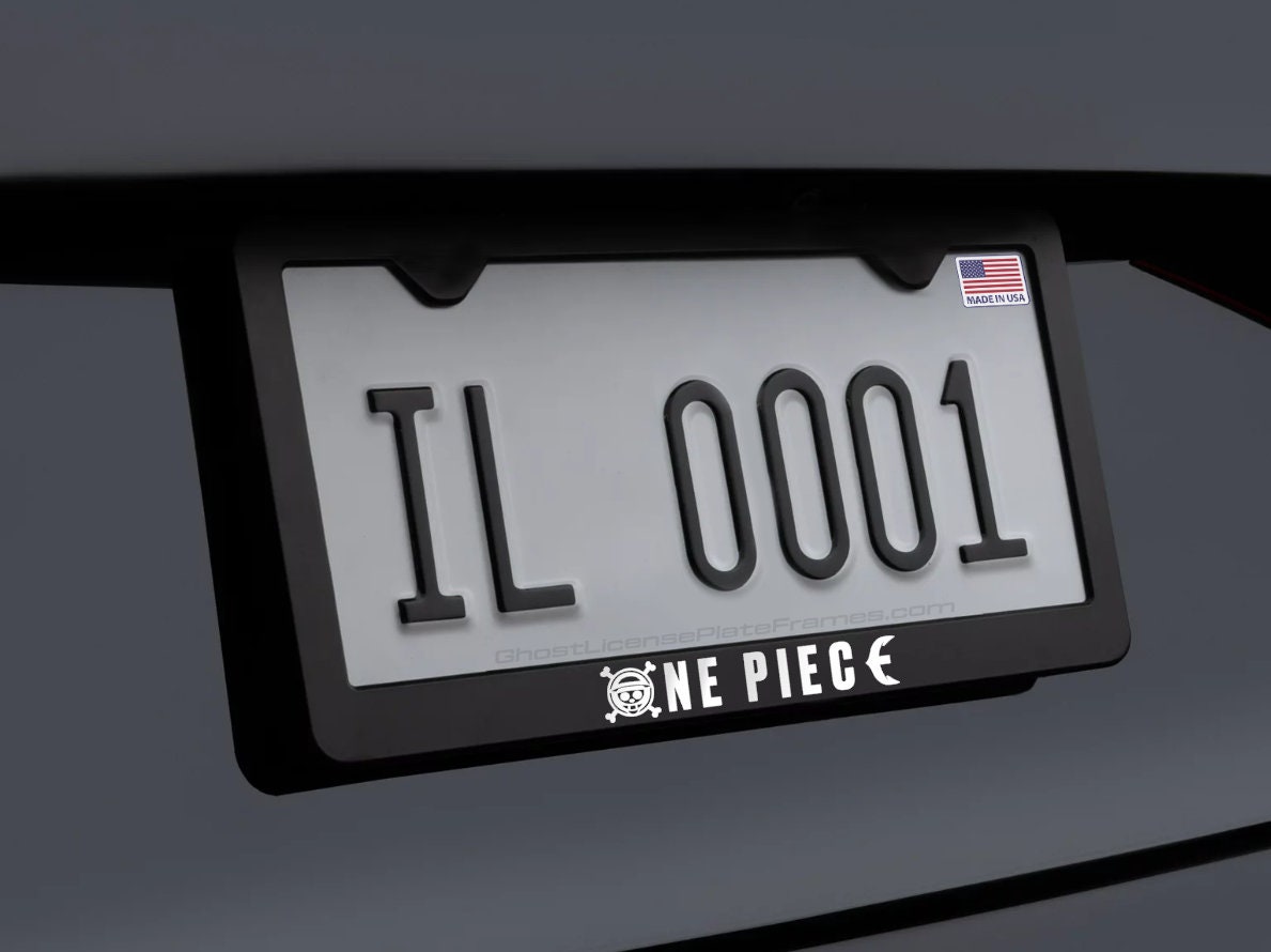 Anime Luffy One Piece License Plate Frame Tag Premium Black Metal W ...