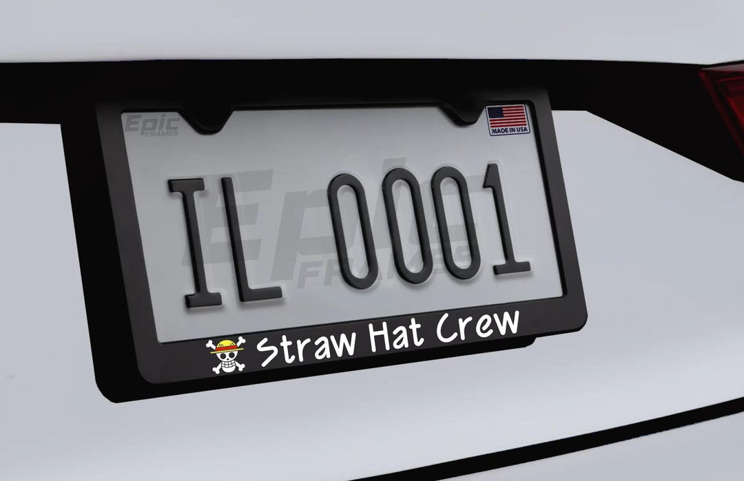 Straw Hat Crew Pirates One Piece License Plate Frame Premium Black ...