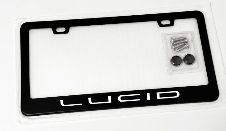 Lucid Air Black Metal License Plate Frame Tag Cover With Screws and ...
