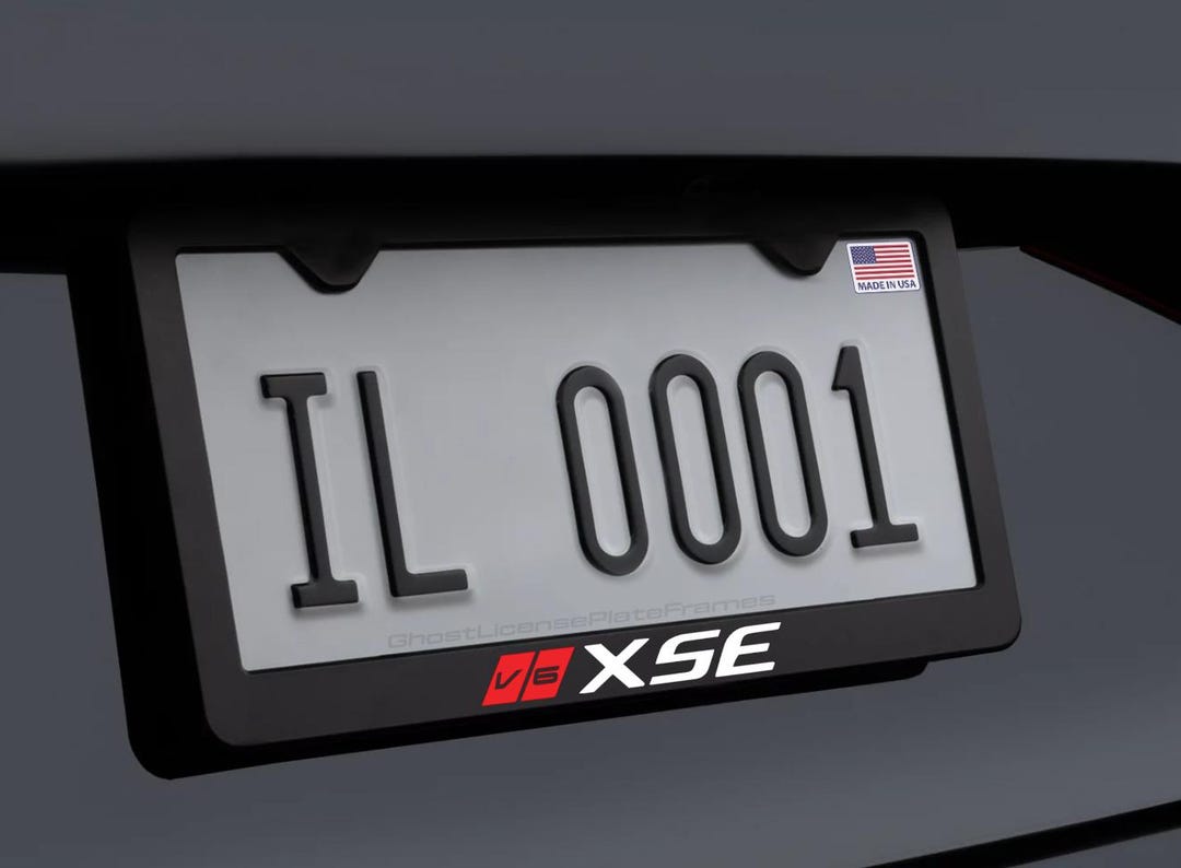 Reflective XSE Camry V6 License Plate Frame Tag Cover Black Metal ...