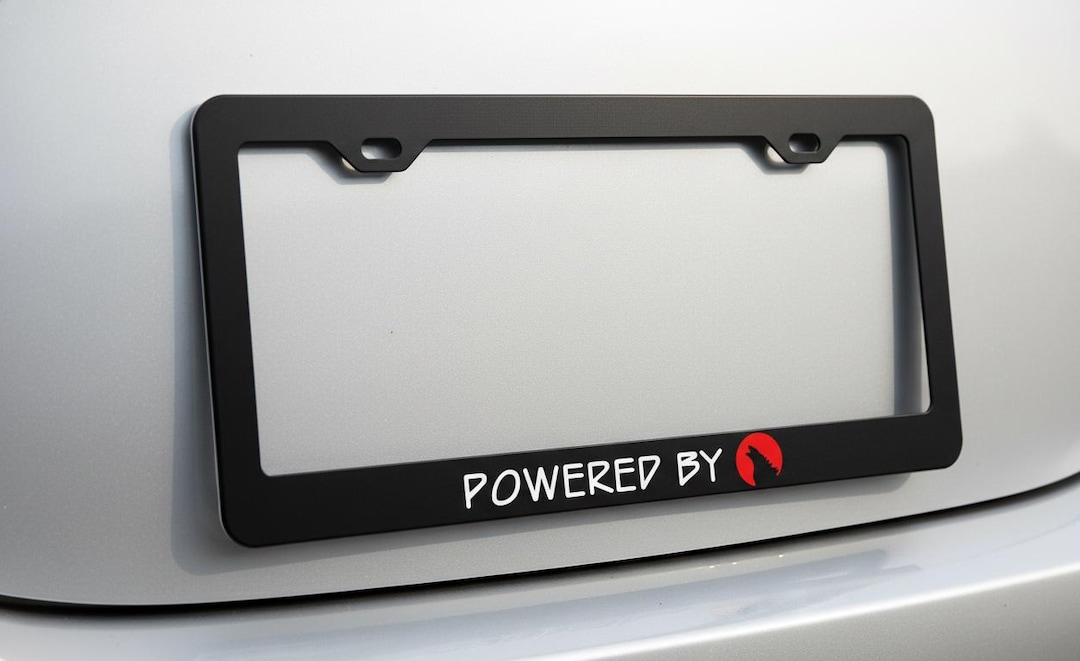 Powered by Godzilla License Plate Frame Premium Black Metal Racing ...