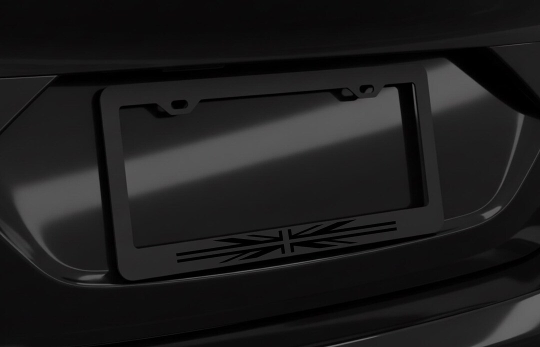 Black on Black Made in the UK Flag License Plate Frame Holder Premium ...