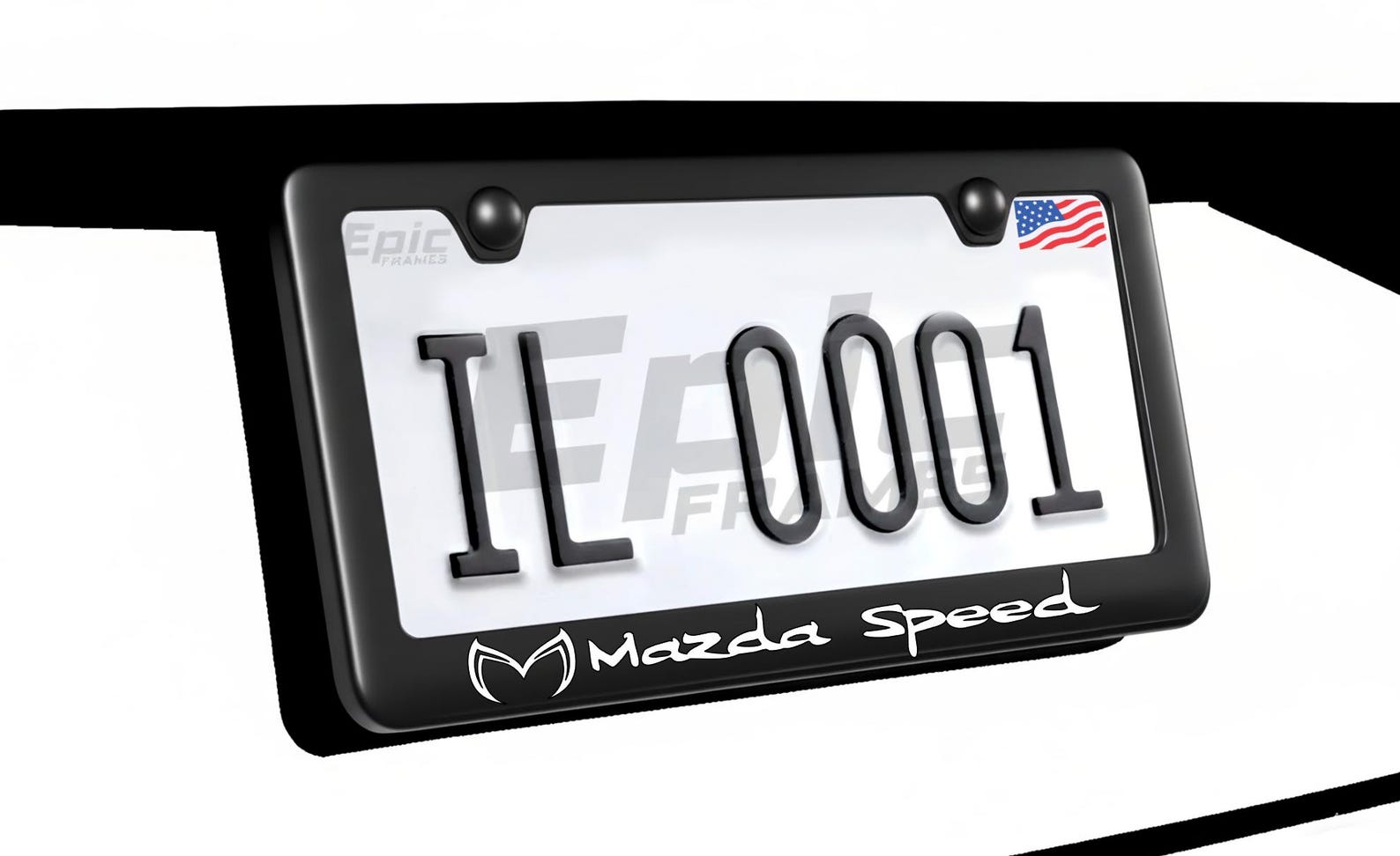 Mazda Speed Devil Logo License Plate Frame Black Stainless Steel Metal ...