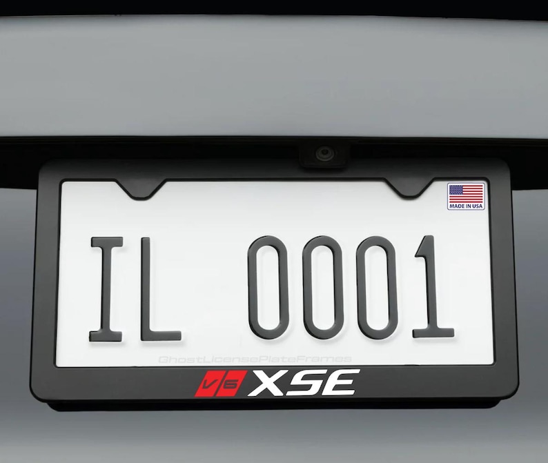Reflective XSE Camry V6 License Plate Frame Tag Cover Black Metal ...