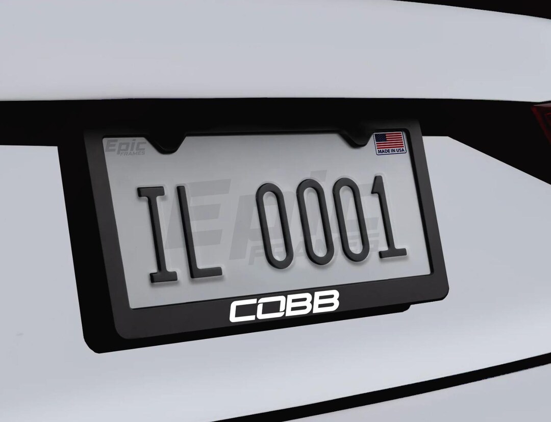 COBB Tunning Premium Black Metal License Plate Frame With Screws & Caps ...
