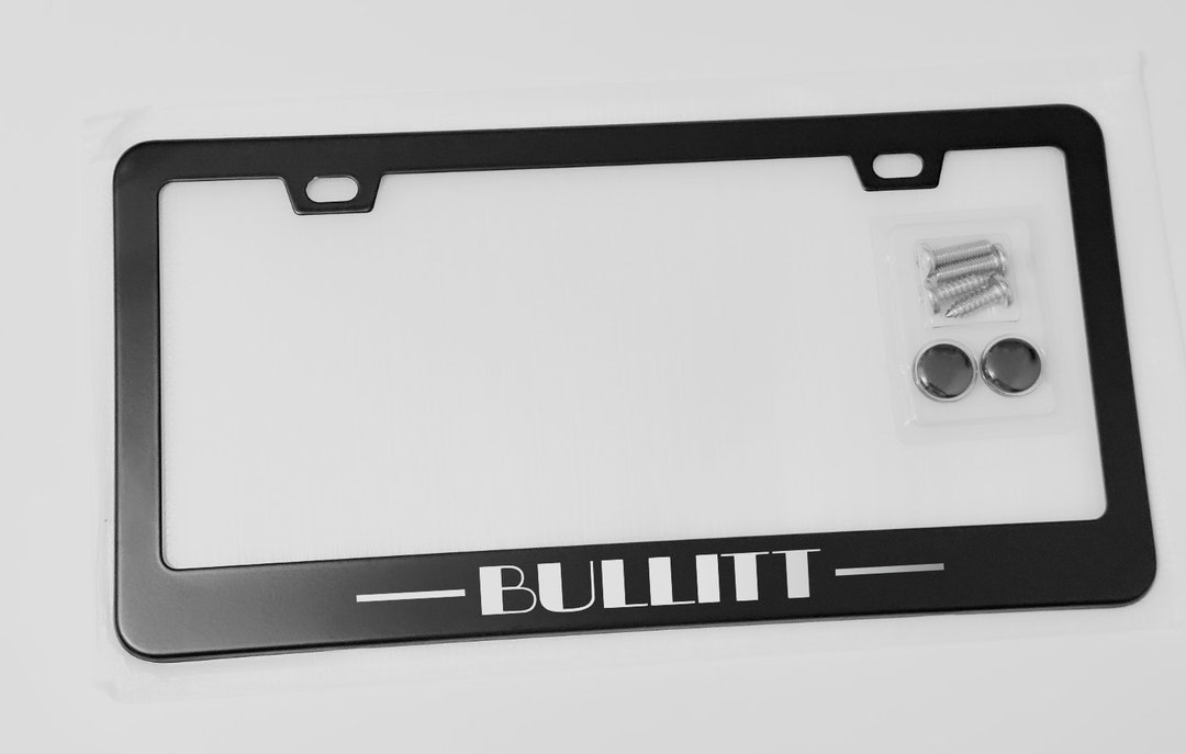 Reflective Bullitt Mustang Black Metal License Plate Frame Tag Cover W ...